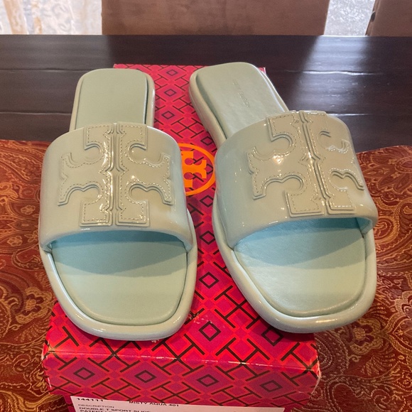 Tory Burch | Shoes | Tory Burch Double T Sport Slide Sandal Misty ...